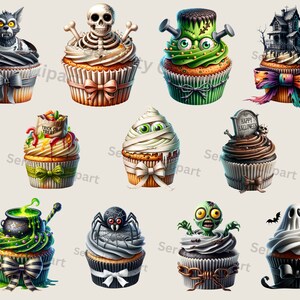 Halloween Cupcake Clipart, Cute Spooky PNG, Baking Clipart, Dessert ...