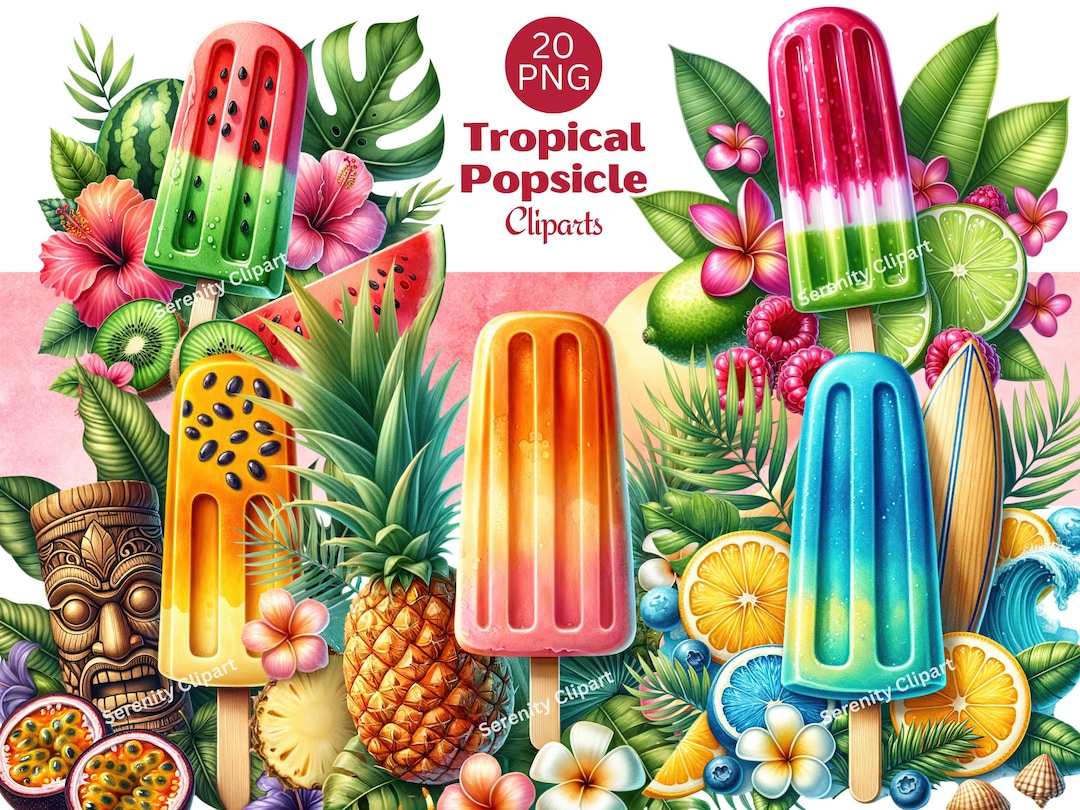 Tropical Popsicle Clipart, Cute Summer Popsicle Png, Watercolor Food ...