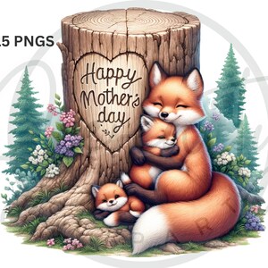 Watercolor Mothers Day Animal Clipart Bundle, Cute Mom Baby Family Clip ...