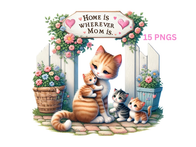 Watercolor Mother's Day Animal Clipart, 15 PNG Animals, Mother Baby ...