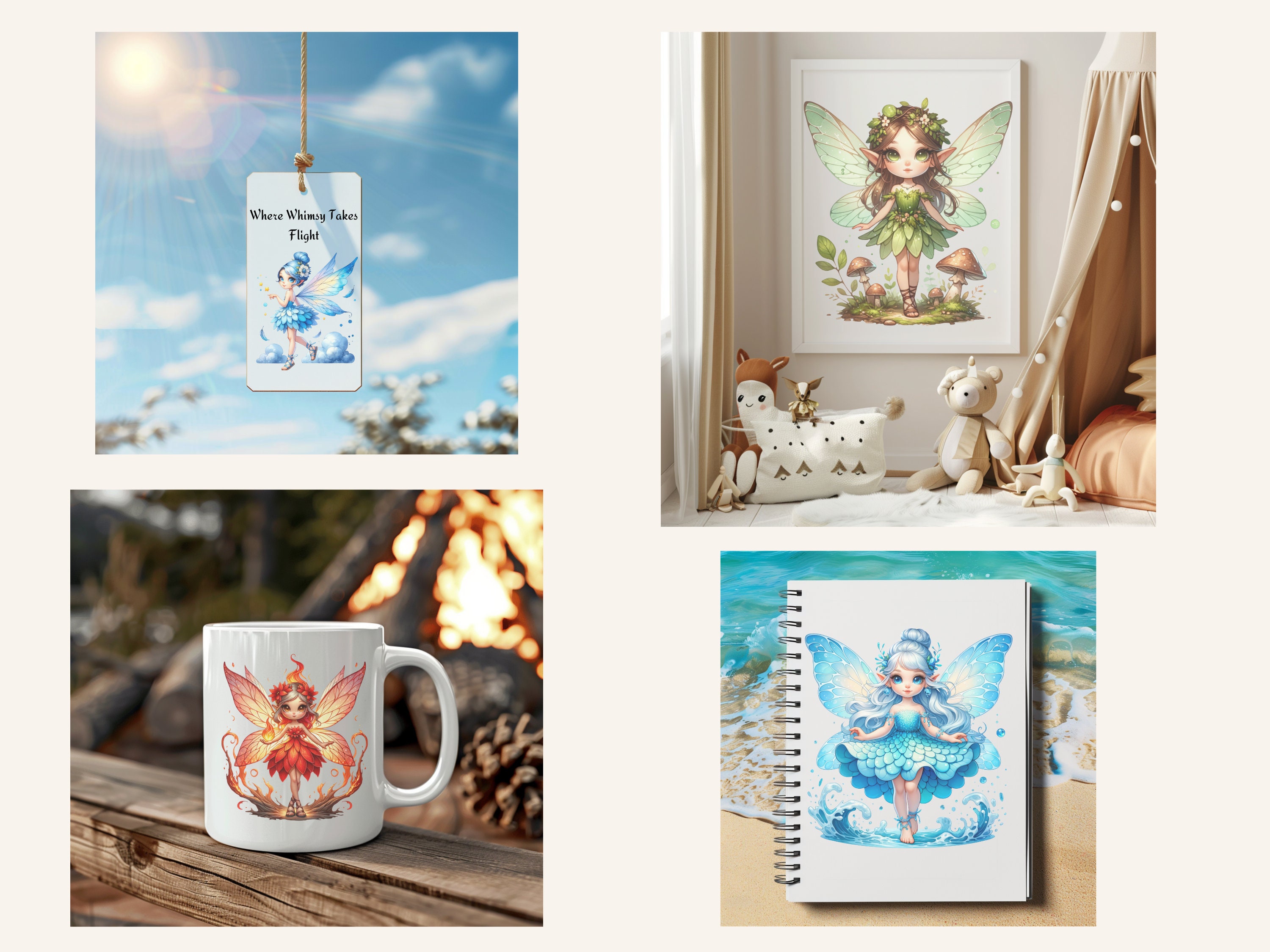 Elements Fairy Clipart, 25 PNG Fairies Clipart, Fairy Elements, Nature ...