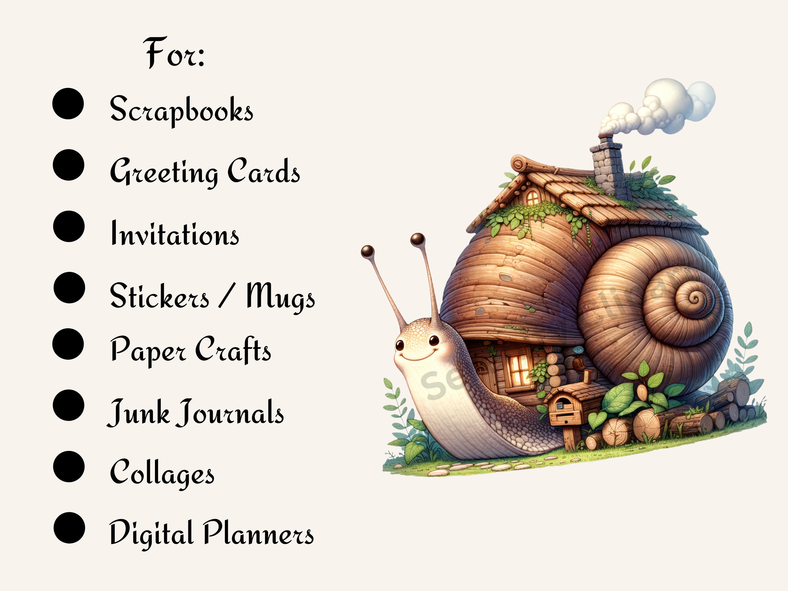 Snail Shell House Clipart, 18 PNG Watercolor Snail Clipart, Cute ...