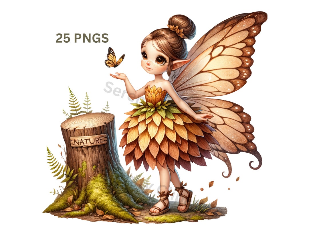 Elements Fairy Clipart, 25 PNG Fairies Clipart, Fairy Elements, Nature ...