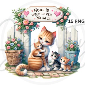 Watercolor Mothers Day Animal Clipart Bundle, Cute Mom Baby Family Clip ...