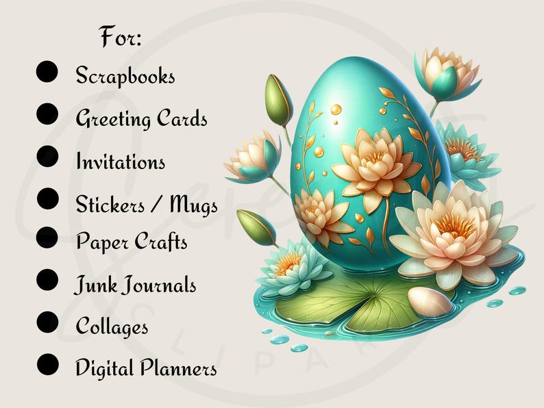 Floral Spring Egg Clipart: Cottagecore Easter PNG Bundle (digital ...