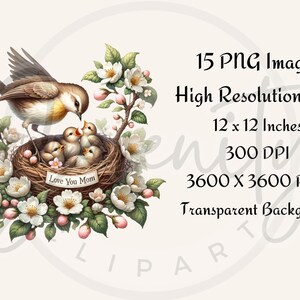 Watercolor Mothers Day Animal Clipart Bundle, Cute Mom Baby Family Clip ...