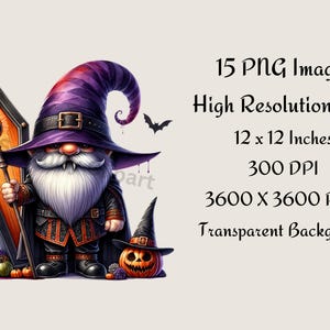 Halloween Gnome Clipart Bundle, Spooky Watercolor PNG, Digital Download ...