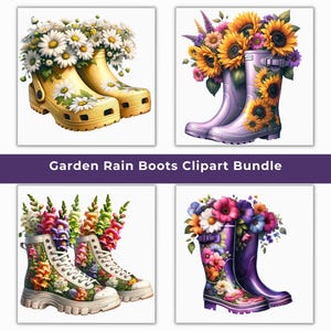 Garden Rain Boots Clipart, Floral Rain Boots, Watercolor Png, Wellies ...