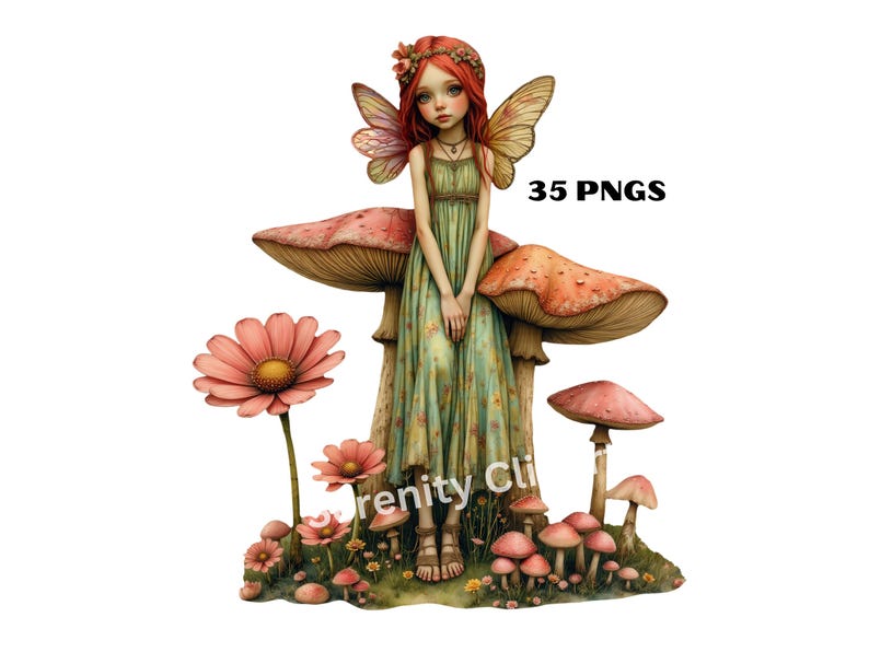 Woodland Whimsical Fairy Clipart, Enchanted Magical Forest PNG, Rustic ...