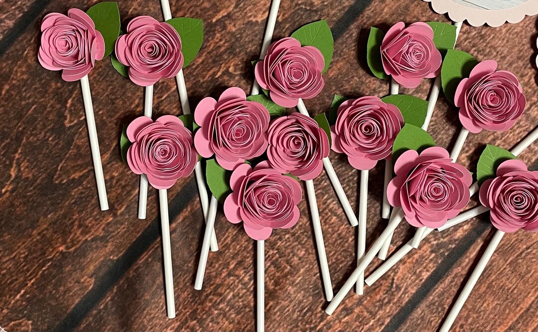 Set of 12 3D Flowers | Cupcake Toppers | Roses - Etsy
