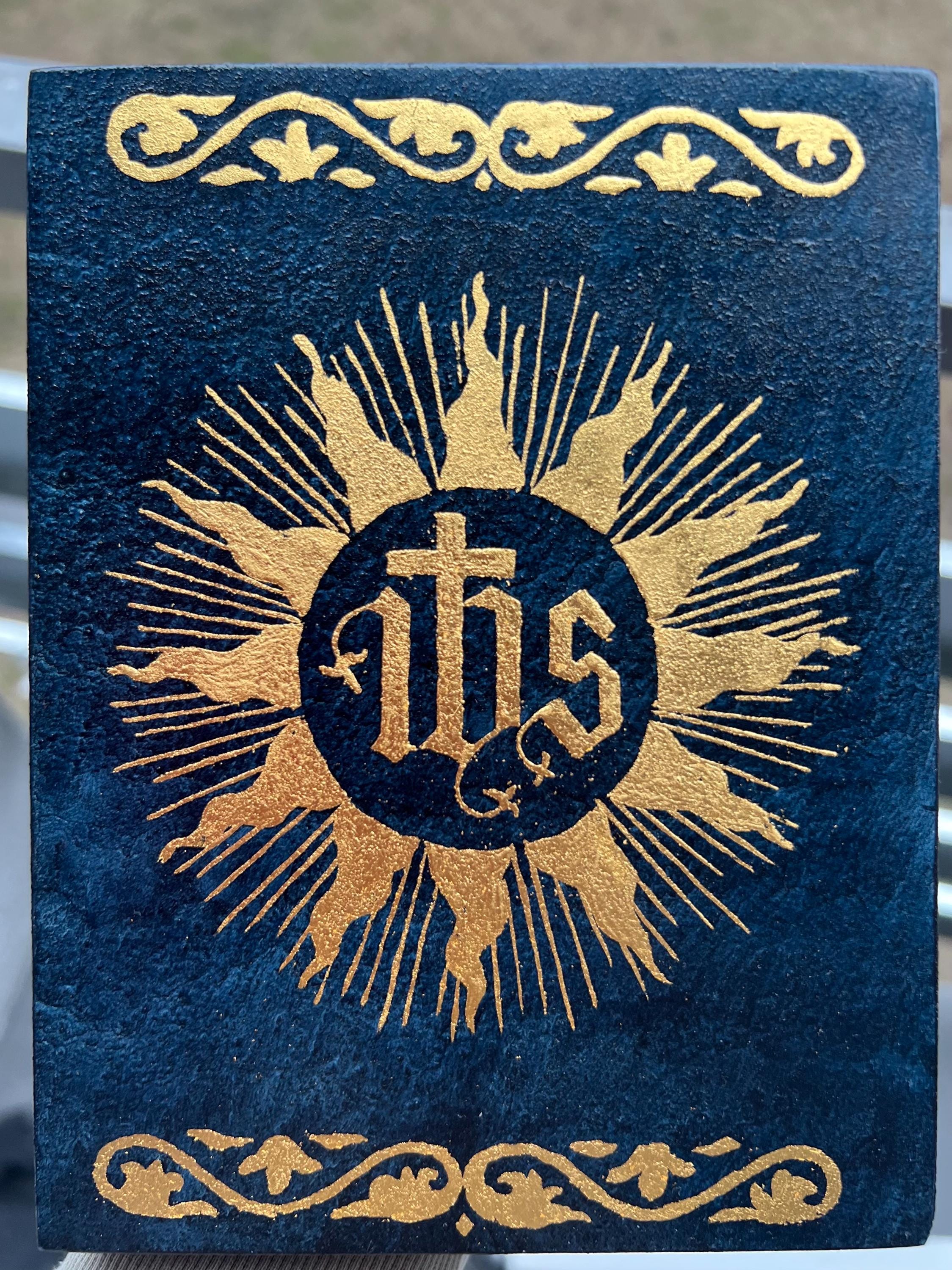 Hand Painted Icon - IHS- Symbol of Crist. Egg Tempera on Panel. Gold ...