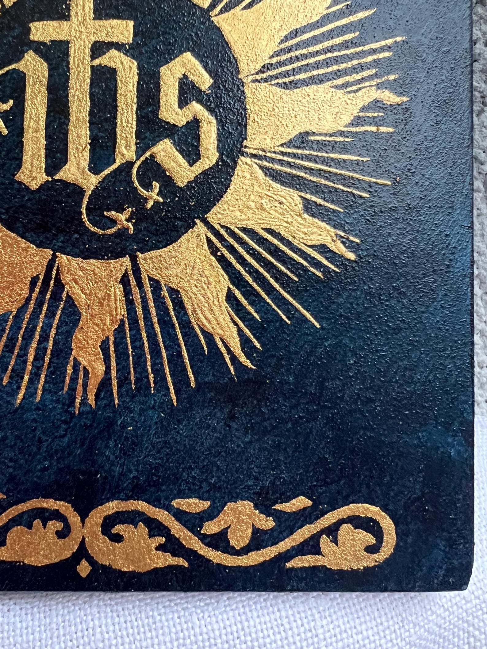 Hand Painted Icon - IHS- Symbol of Crist. Egg Tempera on Panel. Gold ...