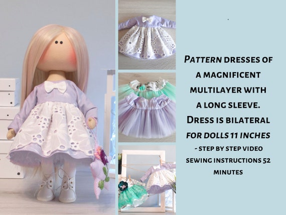 Doll Dress Pattern PDF Dresses for 11 Inch Textile Doll - Etsy