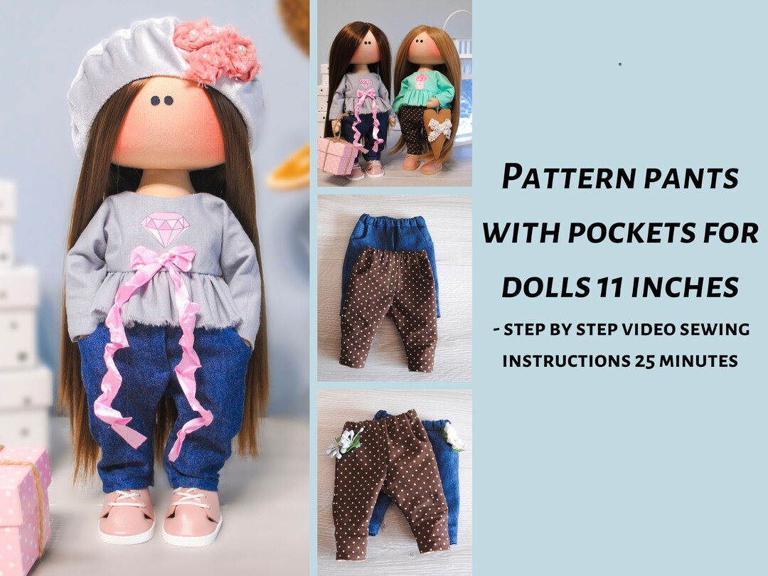 Pattern Pants With Pockets Clothes for Dolls Video Sewing - Etsy