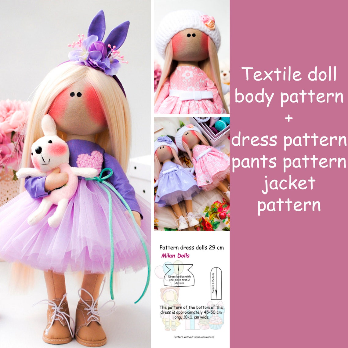 Rag Doll Sewing Pattern. Cloth Doll Pattern Pdf. Rag Doll Pattern Pdf ...