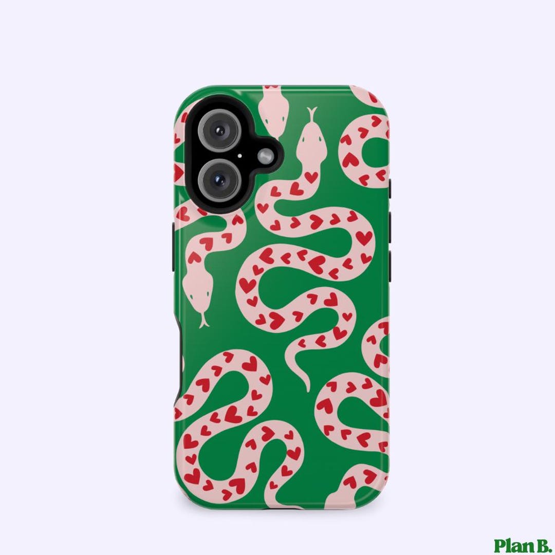 Green Snake Phone Case - Heart Pattern Serpent Cover Cute & Protective ...