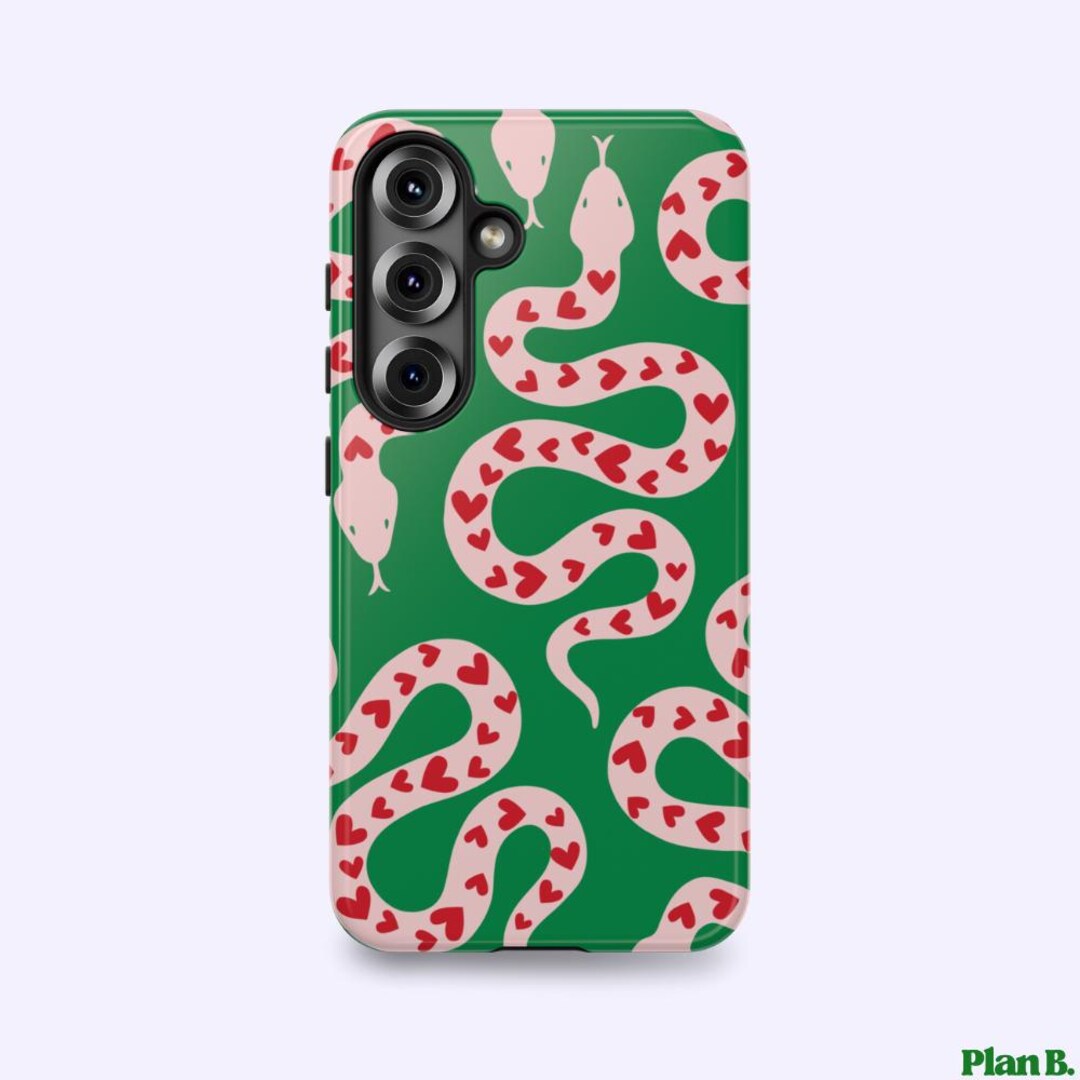 Heart Snake Phone Case Samsung S25 - Cute Pink Serpent Cover ...