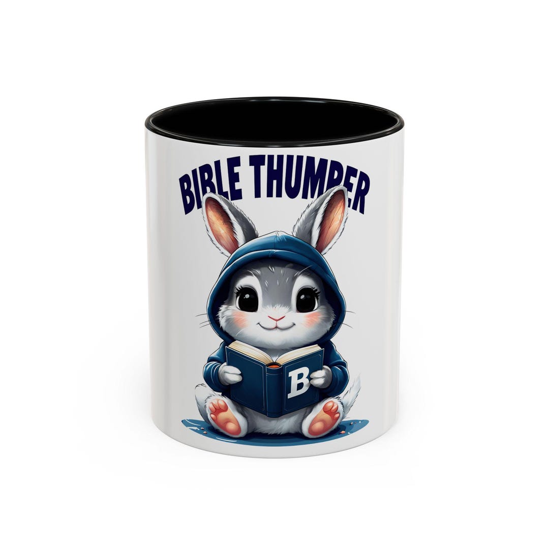 Cute Rabbit Bible Thumper Coffee Mug, Punny Easter Gift, Funny Ceramic ...