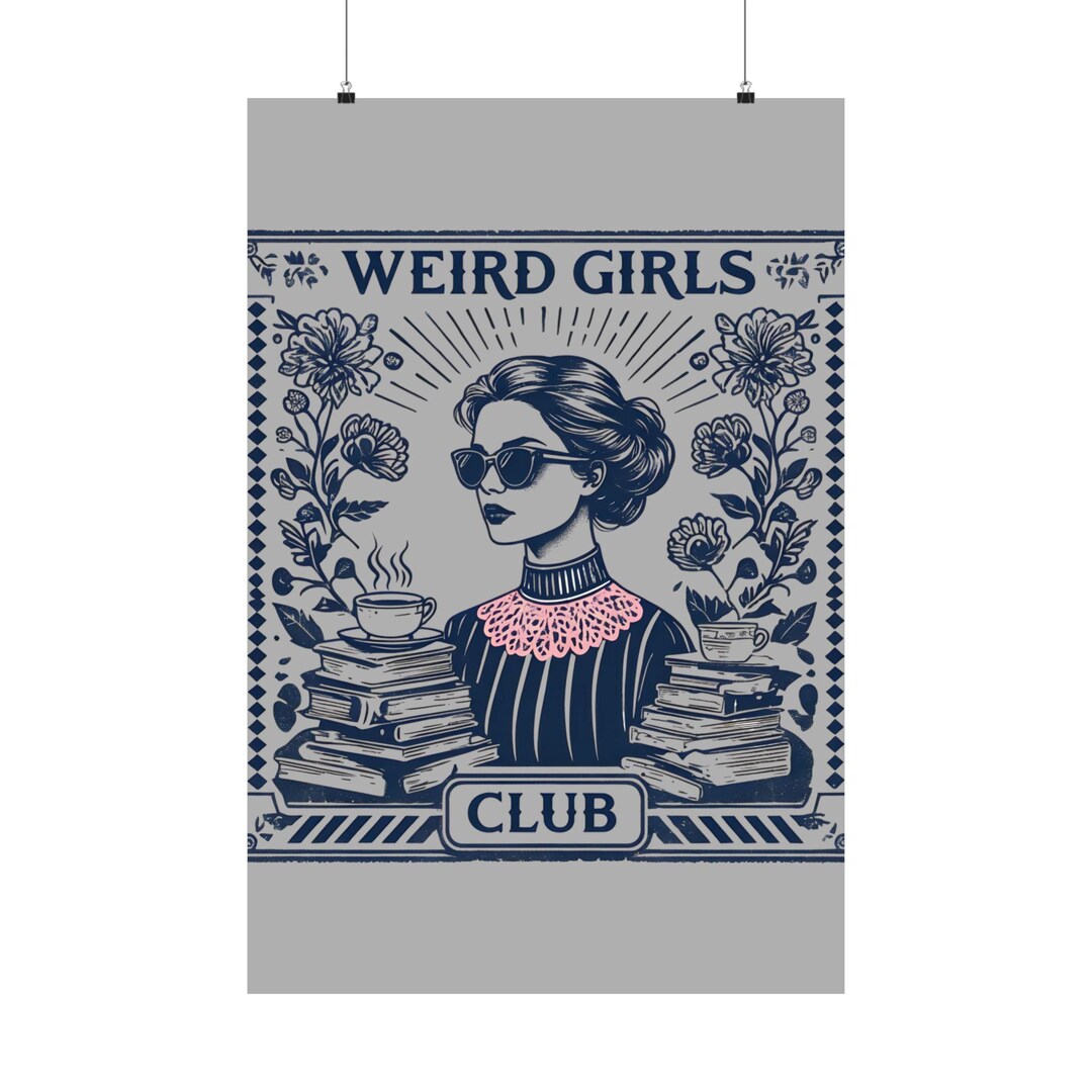 Weird Girls Club Poster - Quirky Wall Art for Book Lovers, Feminist ...