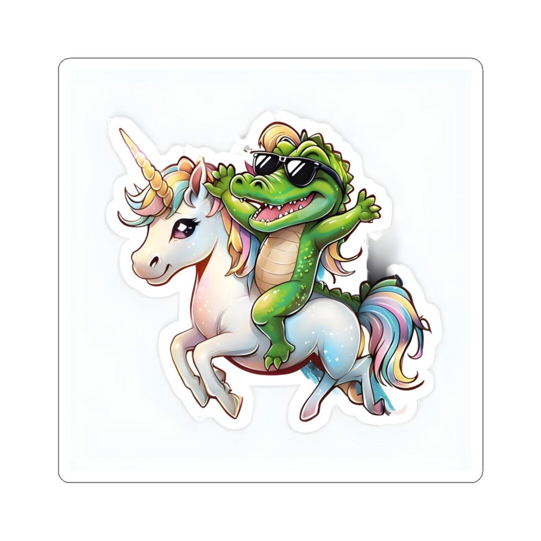 Fun Unicorn & Alligator Kiss-cut Stickers, Cute Laptop Decals ...