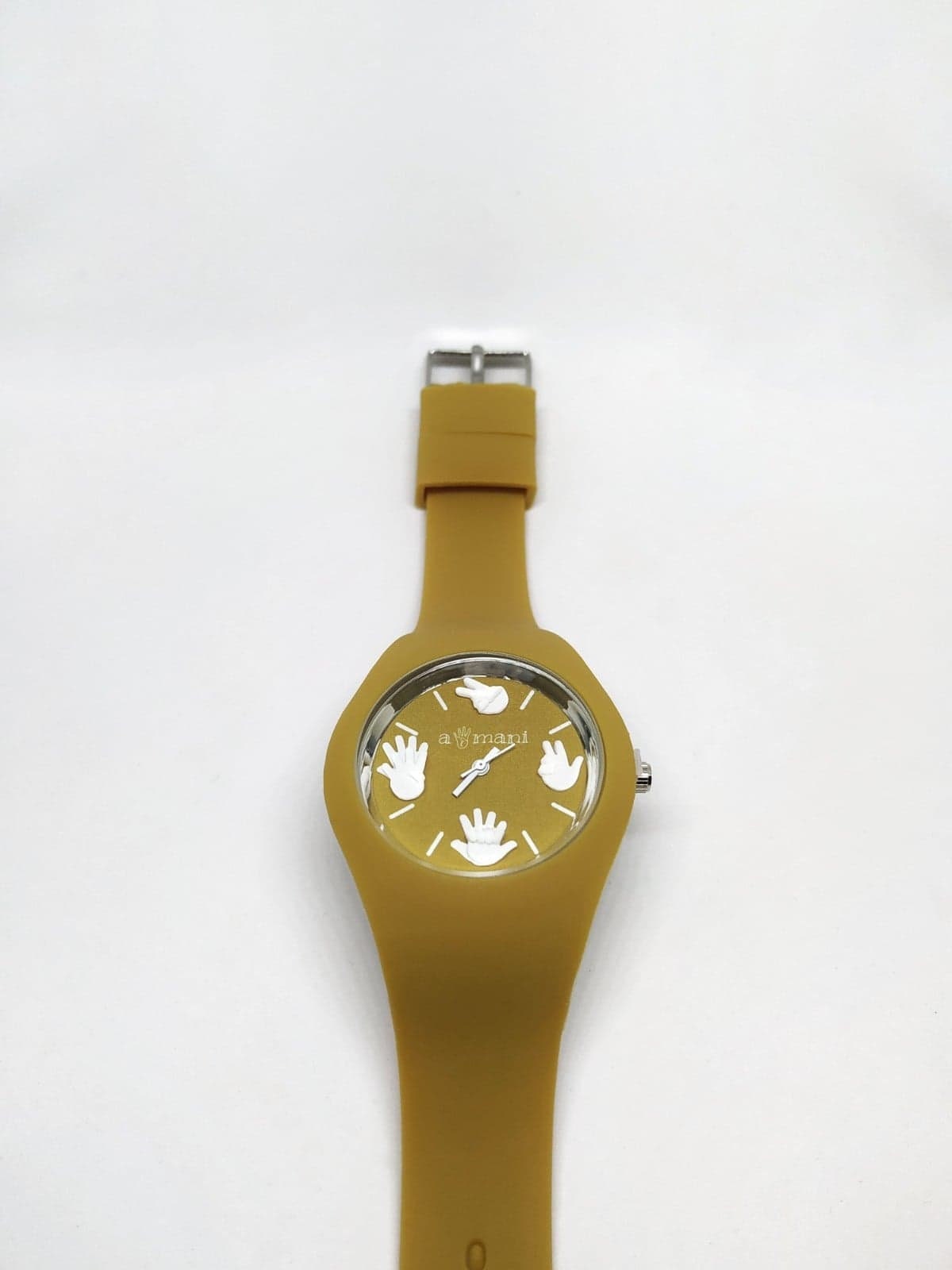 Sign Language Watch Mustard and White Handmade Silicone Wristwatch With ...