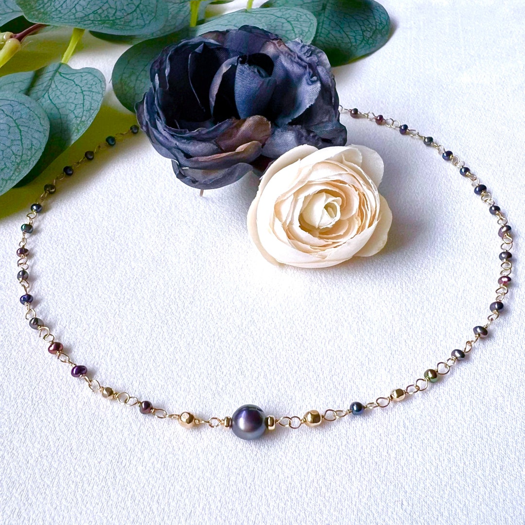 Mikoto Iridescent Pearl Necklace 14K Gold Filled / Freshwater Pearl - Etsy