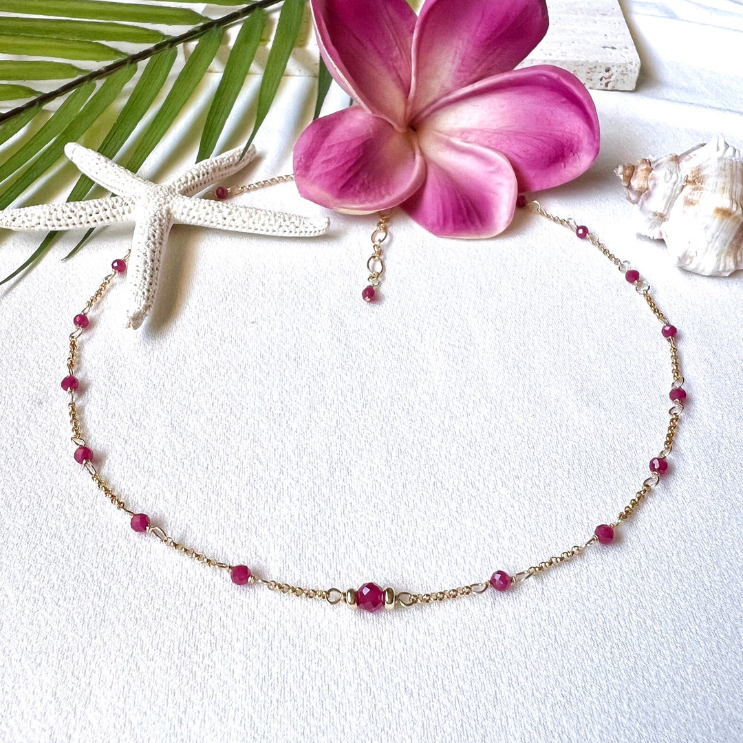 Ruby Lili Necklace 14K Gold Filled / Genuine Ruby - Etsy