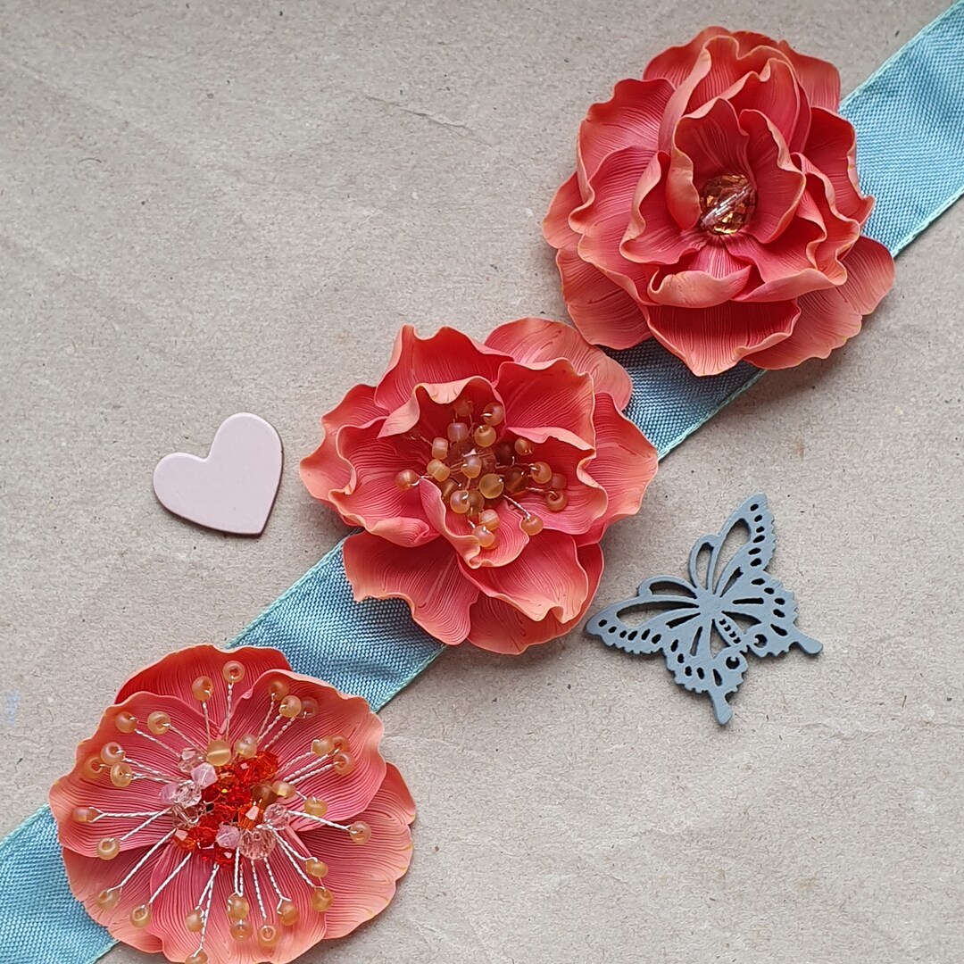 Coral Flower, Flower Pin, Sommer Afternoon Flower V24112 - Etsy
