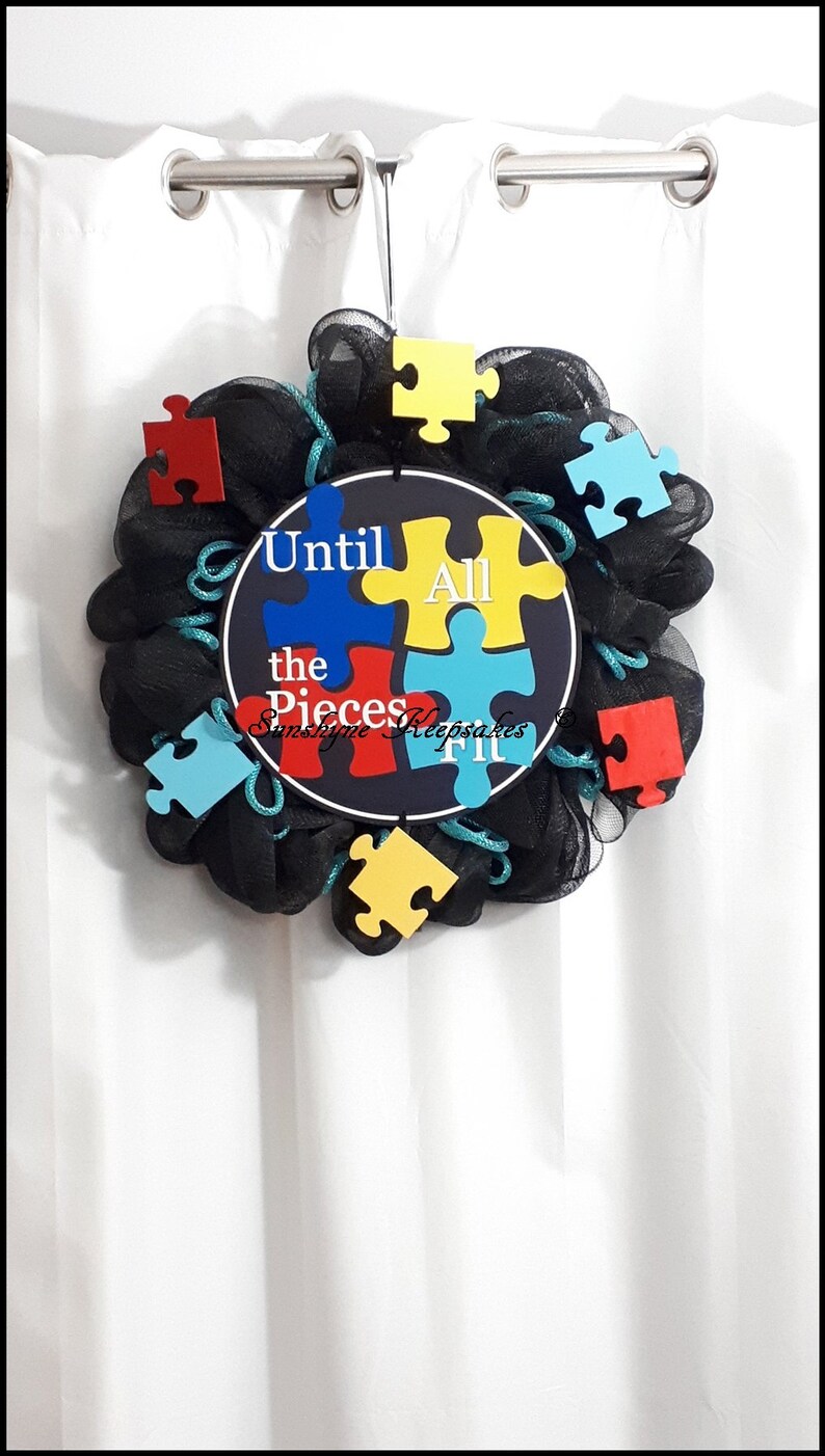 Autism Awareness Deco Mesh Wreath, Door Decor, Home Decor handmade ...
