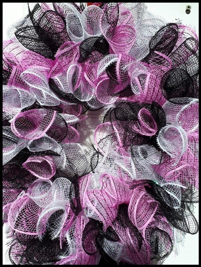 Cancer Awareness Deco Mesh Door Wreath, Pink Ribbon Wreath, Home Decor ...