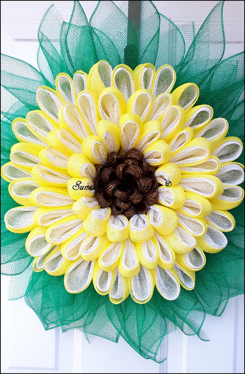 Daisy Flower Deco Mesh Wreath Spring & Summer Wreath - Etsy