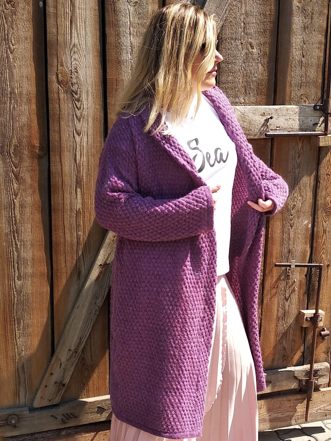 Long Loose Fit Cardigan for Women, Knit Wool Cardigan With Kimono ...