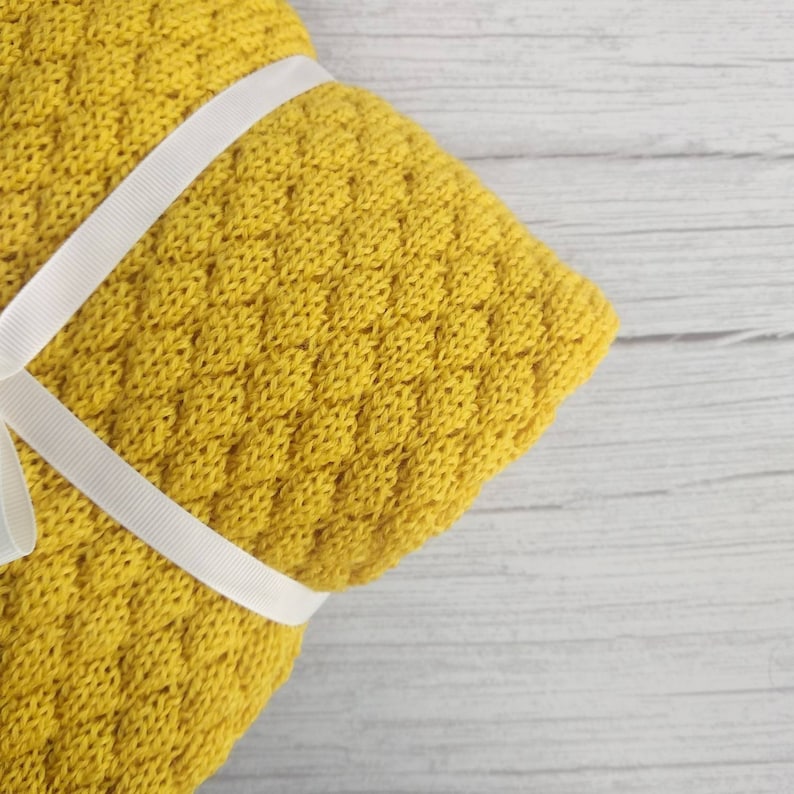 Yellow Baby Blanket Wool Baby Blanket Knit Throw Blanket | Etsy