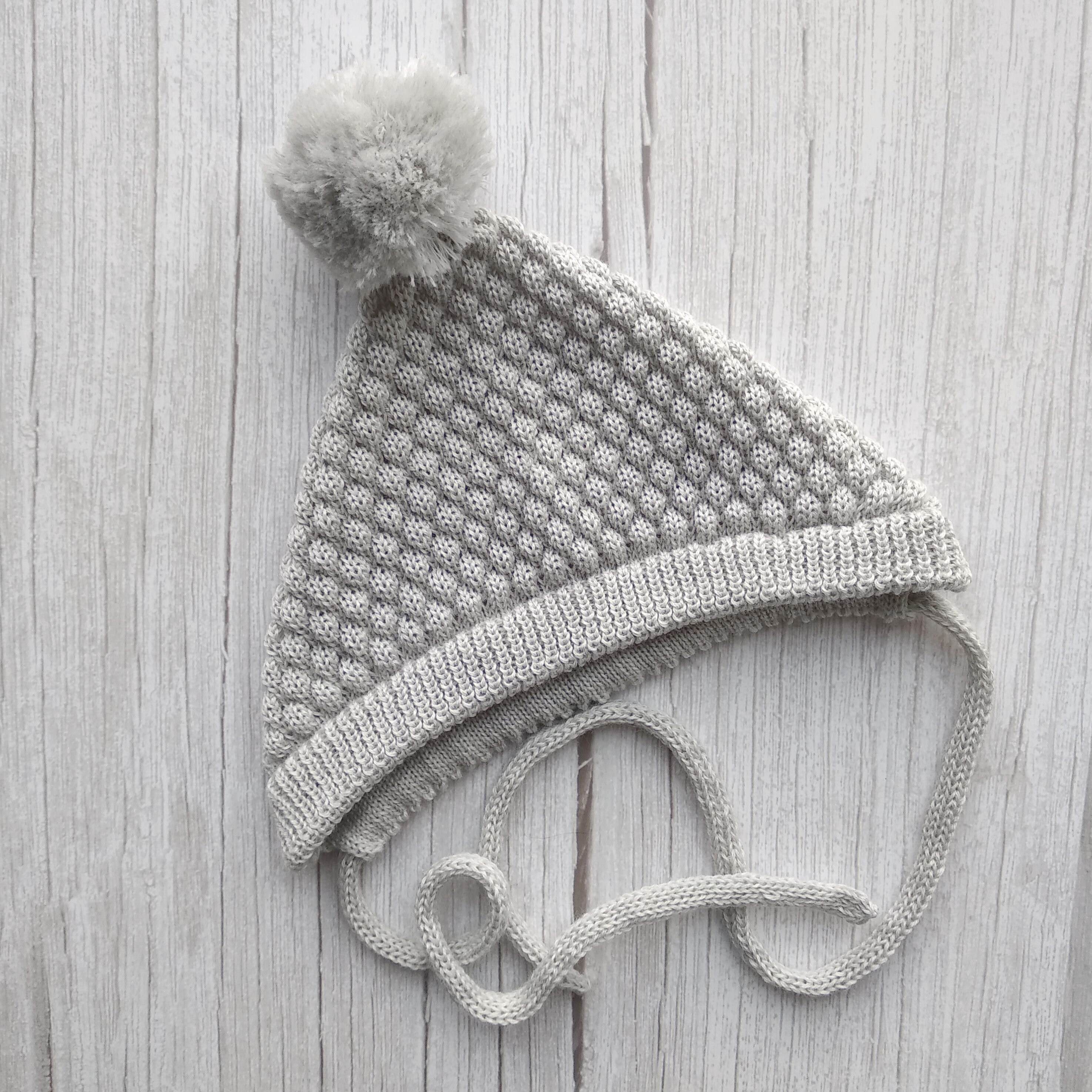 Merino Wool Baby Bonnet: Knit Pixie Hat With Pom Pom - Etsy
