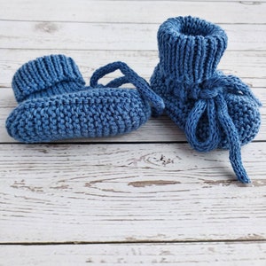 Blue Baby Booties Knit, Baby Boy Crib Shoes Blue - Etsy