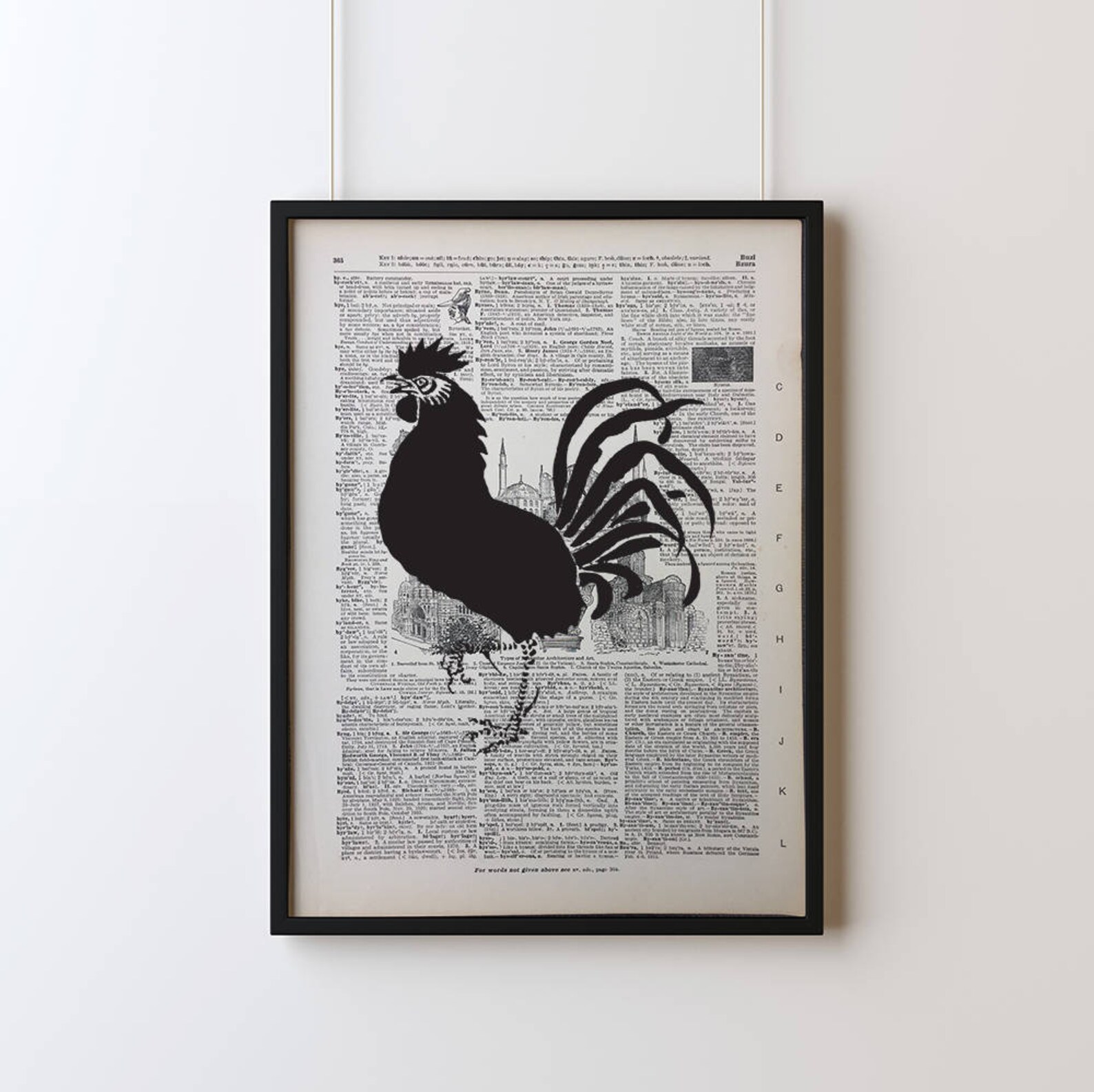 Rooster Poster, Screen Printed Dictionary Art, Vintage Dictionary Print ...