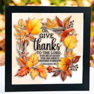 Fall Thanksgiving Sign, Christian Wal Art, Give Thanks Religious Shadow ...