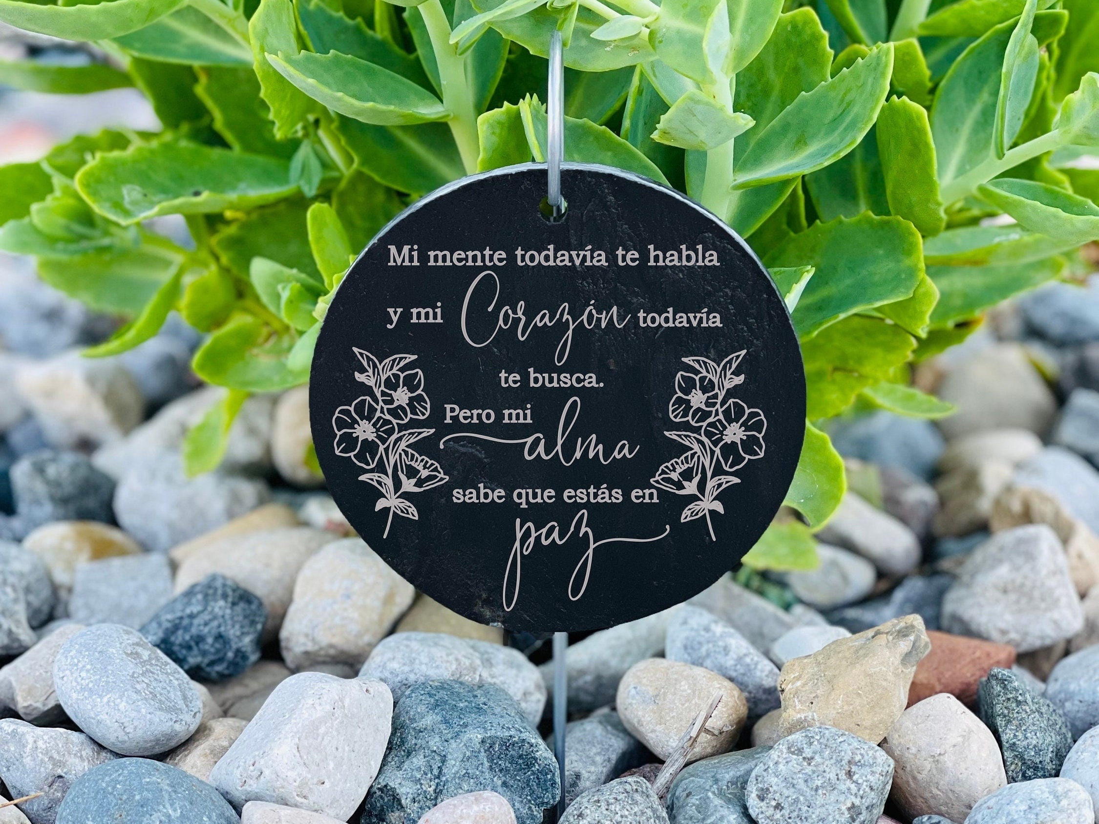 Spanish Memorial Stone, Engraved Memorial Garden Slate, Engraved ...