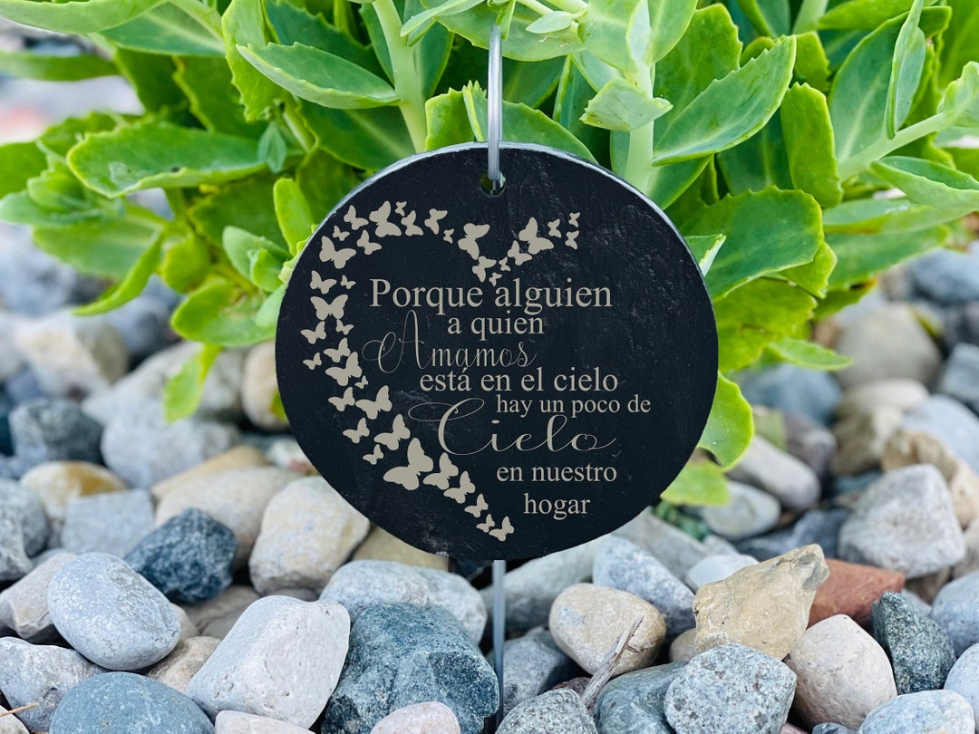 Spanish Memorial Stone, Engraved Memorial Garden Slate, Engraved ...