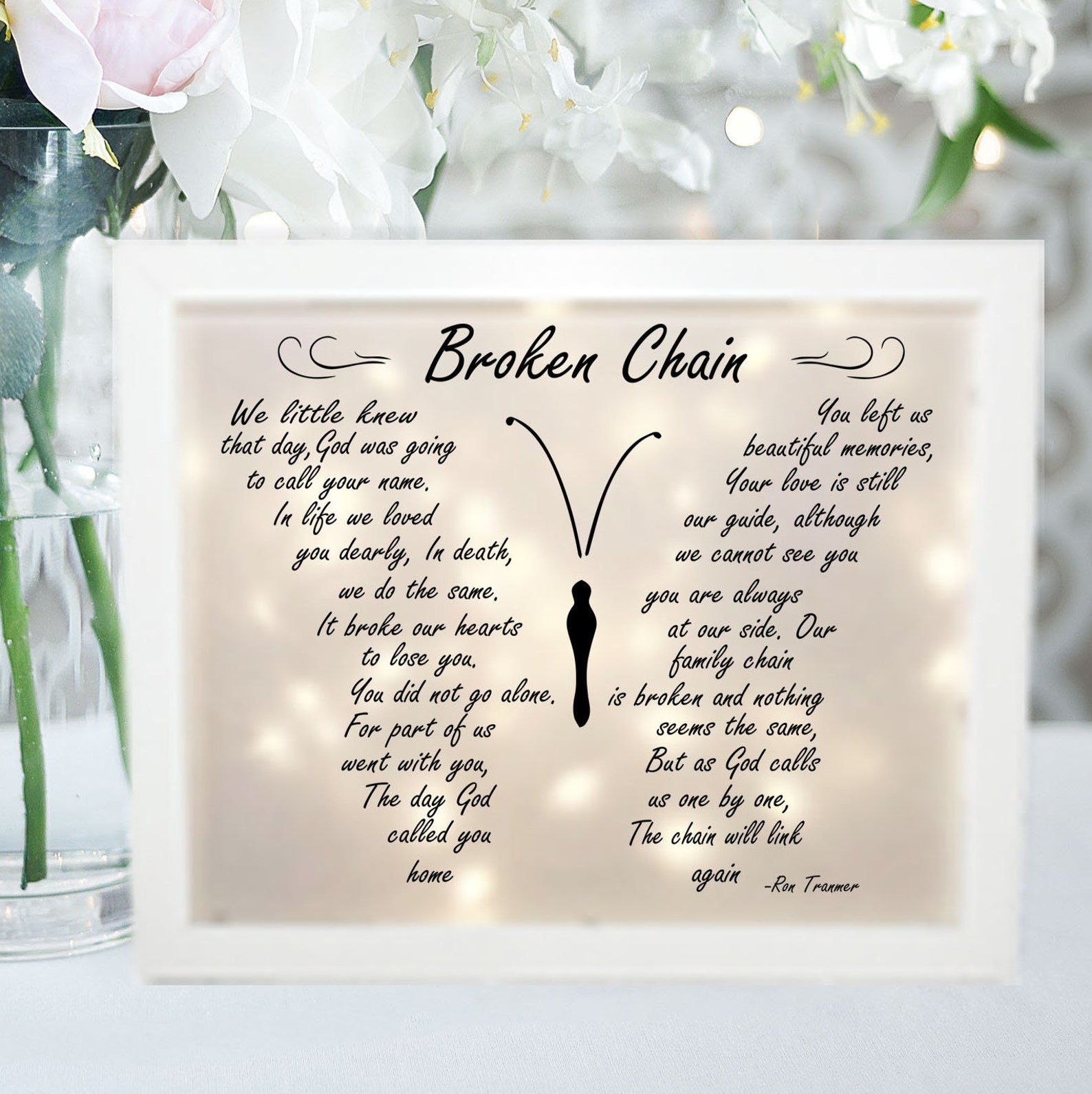 Broken Chain, Memorial Shadow Box Gift, Keepsake for Loss of Loved One ...