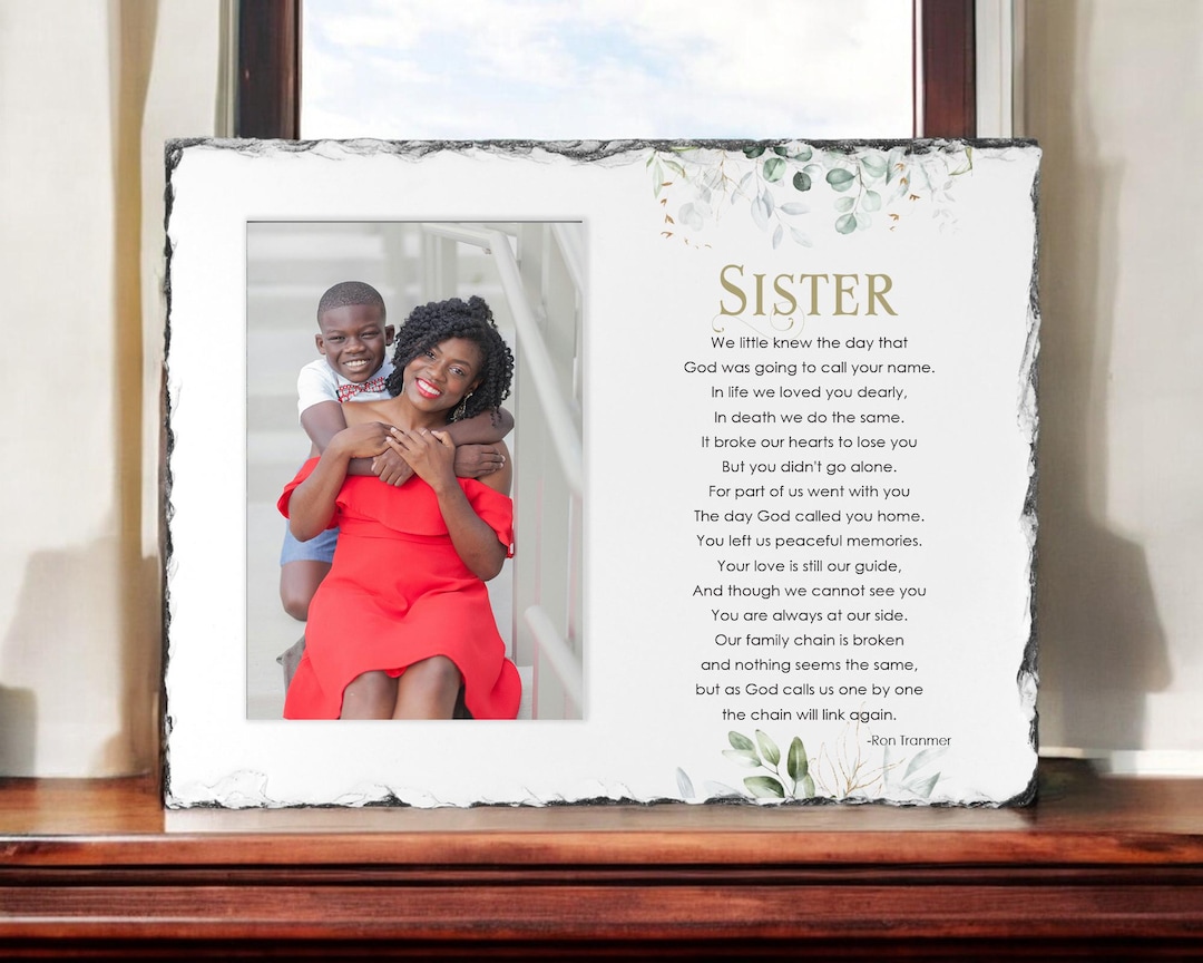 Broken Chain, Loss of Sister, Slate Photo Frame, Bereavement Sympathy ...