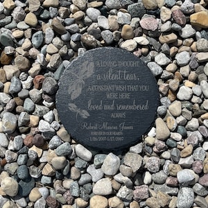 A Silent Tear Memorial Garden Stone, Sympathy Gift, Slate Grave Marker ...
