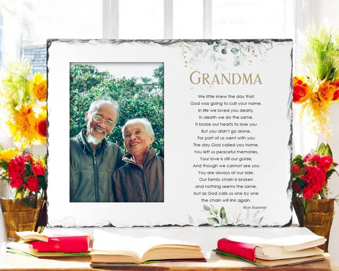 Broken Chain, Loss of Grandma, Slate Photo Frame, Bereavement Sympathy ...