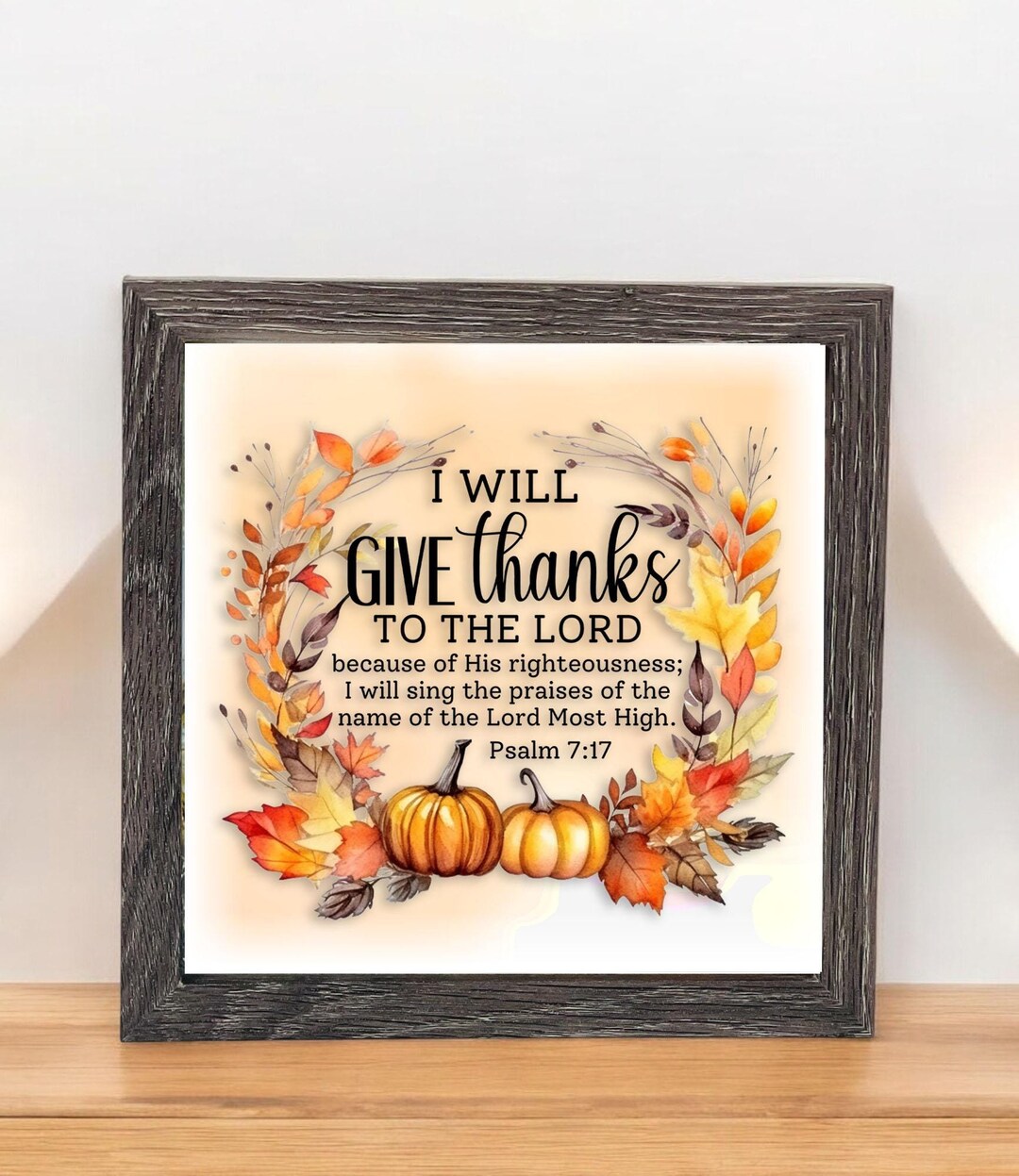 Fall Thanksgiving Sign, Christian Wal Art, Give Thanks Religious Shadow ...