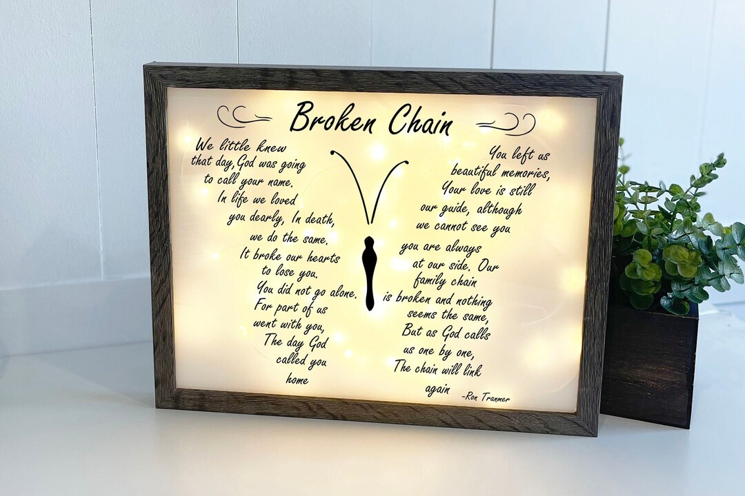 Broken Chain, Memorial Shadow Box Gift, Keepsake for Loss of Loved One ...