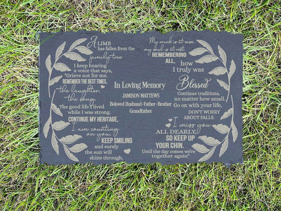 A Limb Has Fallen, Slate Grave Marker, Keepsake, Remembrance ...