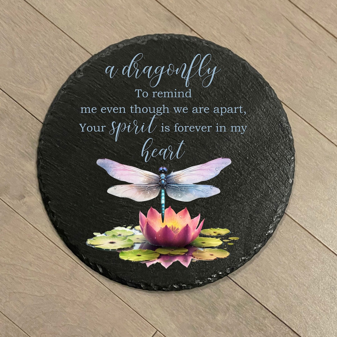 Dragonfly Memorial Garden Stone, Sympathy Gift, Slate Grave Marker ...