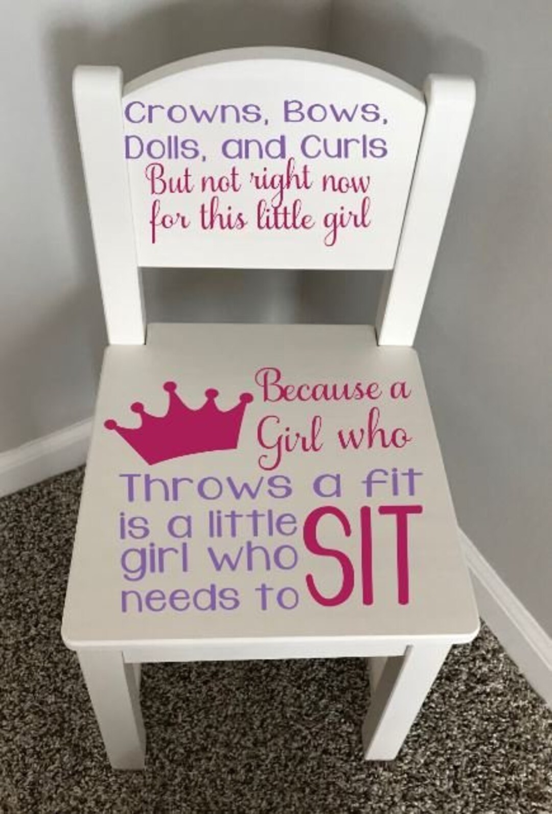 UV Printed Time Out Chair, No Vinyl Used Wood Time Out Chair, Time Out ...