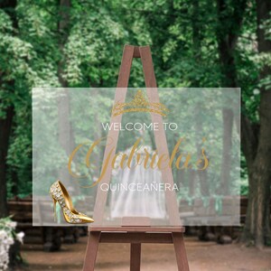 Quinceanera Acrylic Welcome Sign, Modern 15th Birthday Sign, Gold ...