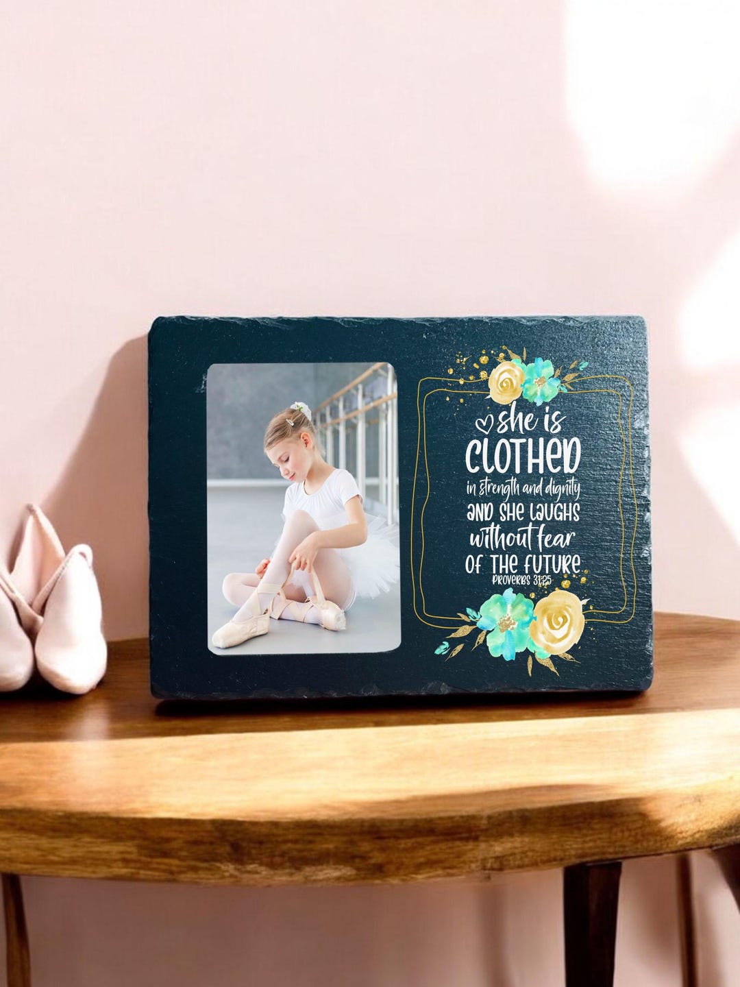 Personalized Pink Picture Frame, Baby Girl Gift, Slate Frame for Little ...